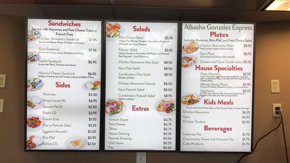 Menu at Albasha Express restaurant, Gonzales, N Airline Hwy