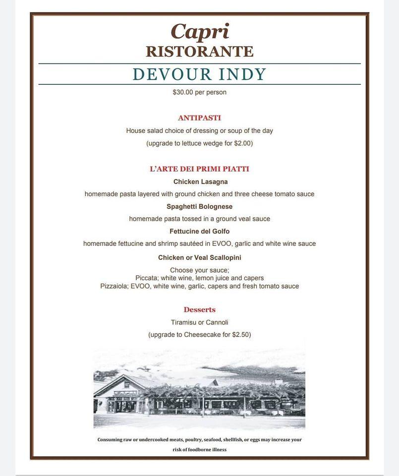 Menu at Capri Italian Restaurant, Indianapolis