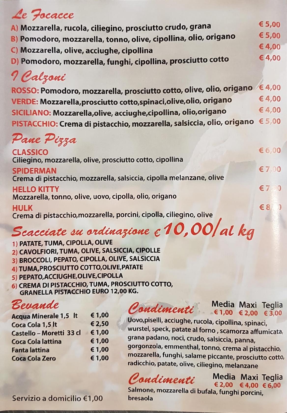 Menu da Pizzeria I Monelli, Catania, Via Plebiscito