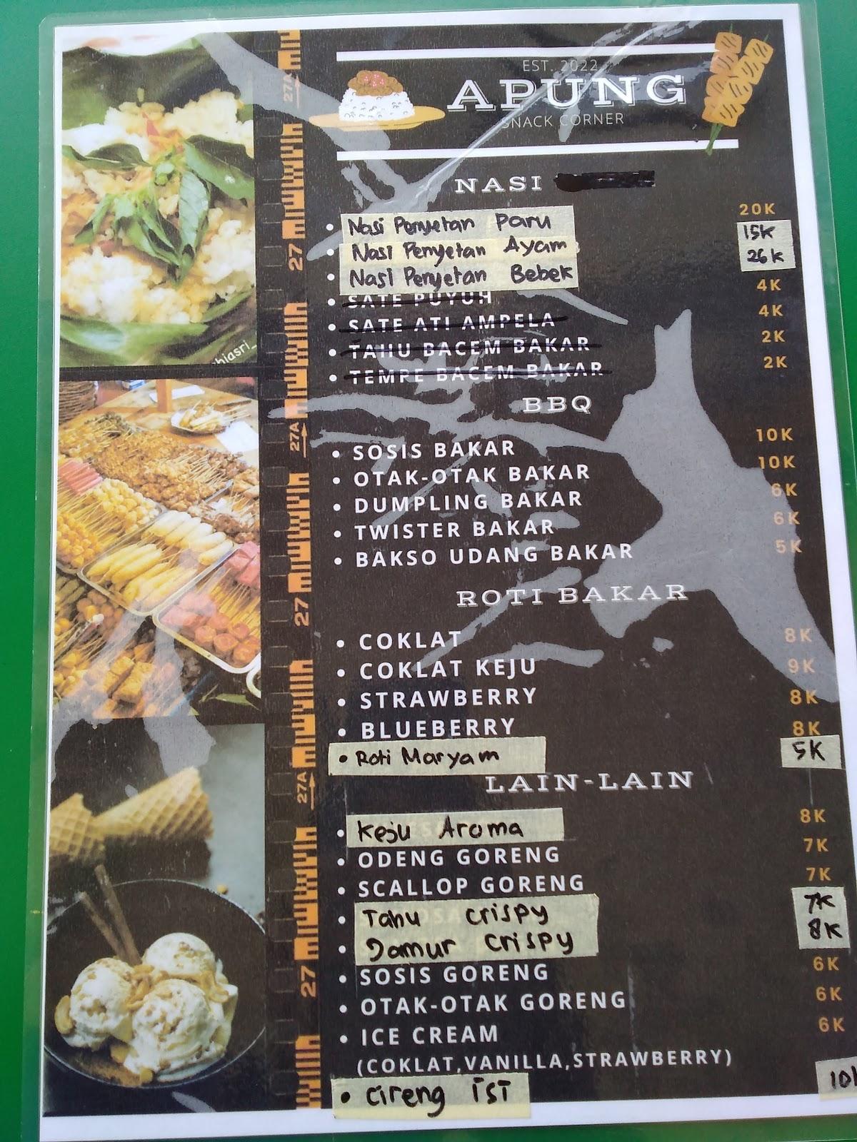 Menu at Resto Apung restaurant, Puhsarang