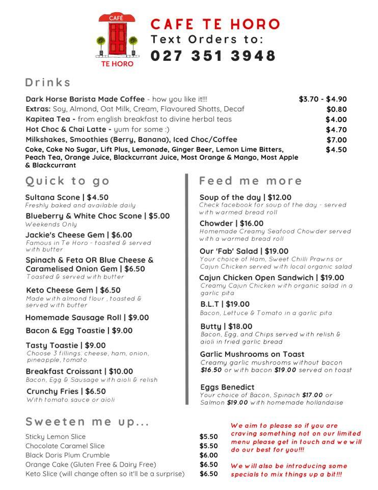 Menu at The Lockup Cafe Kapiti, Waikanae