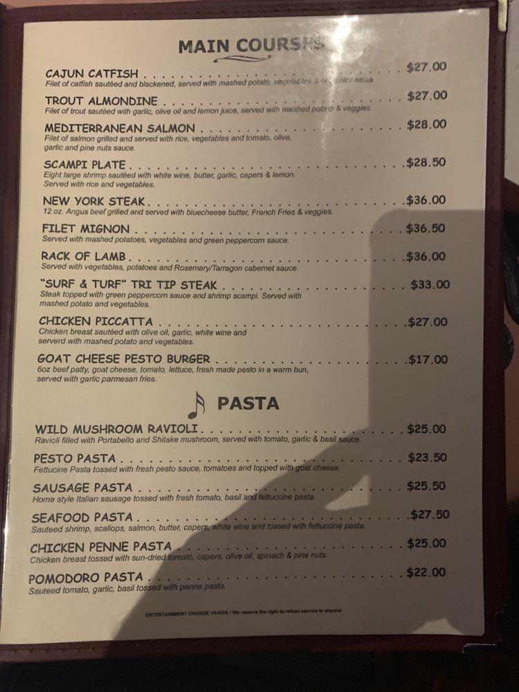 Menu at Catalina Jazz Club, Los Angeles