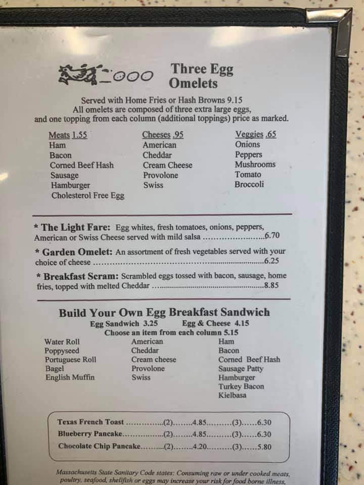 Menu at Egg & I Restaurant, South Hadley, 489 Newton St