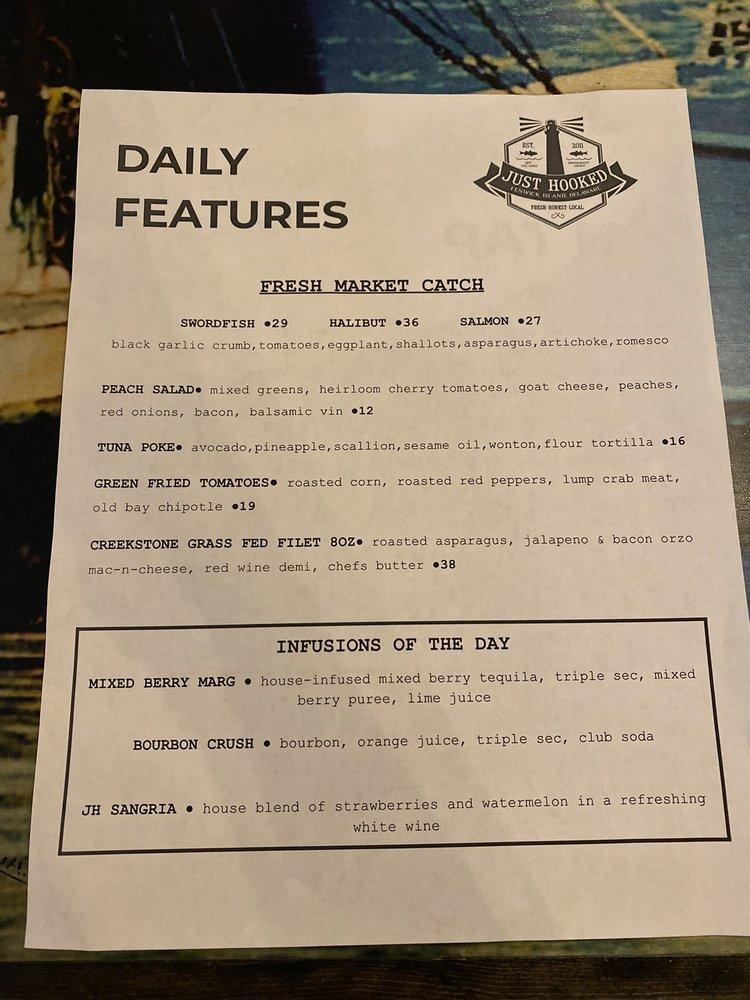 Menu at Just Hooked restaurant, Fenwick Island