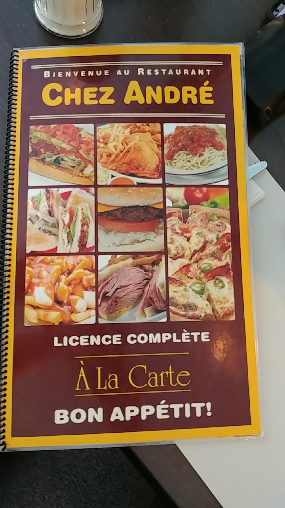 Menu au Restaurant Chez André, Longueuil