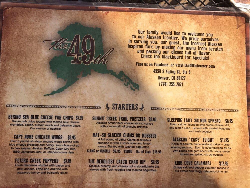 Menu at The 49th Food & Spirits pub & bar, Denver