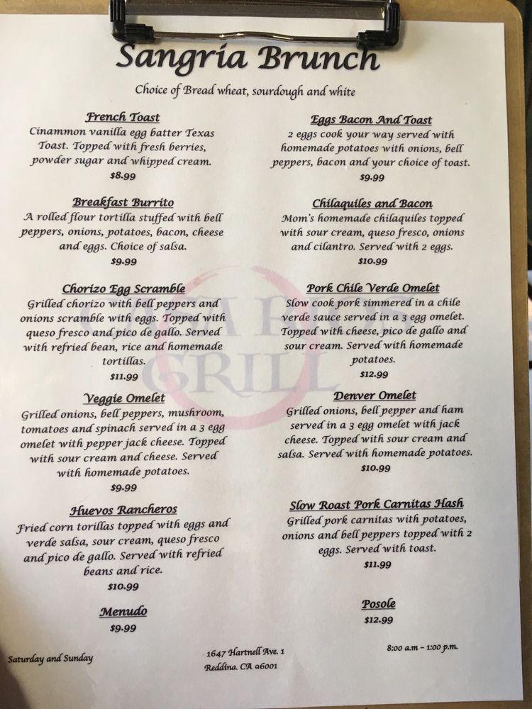 Menu at Casa Rios Grill pub & bar, Redding
