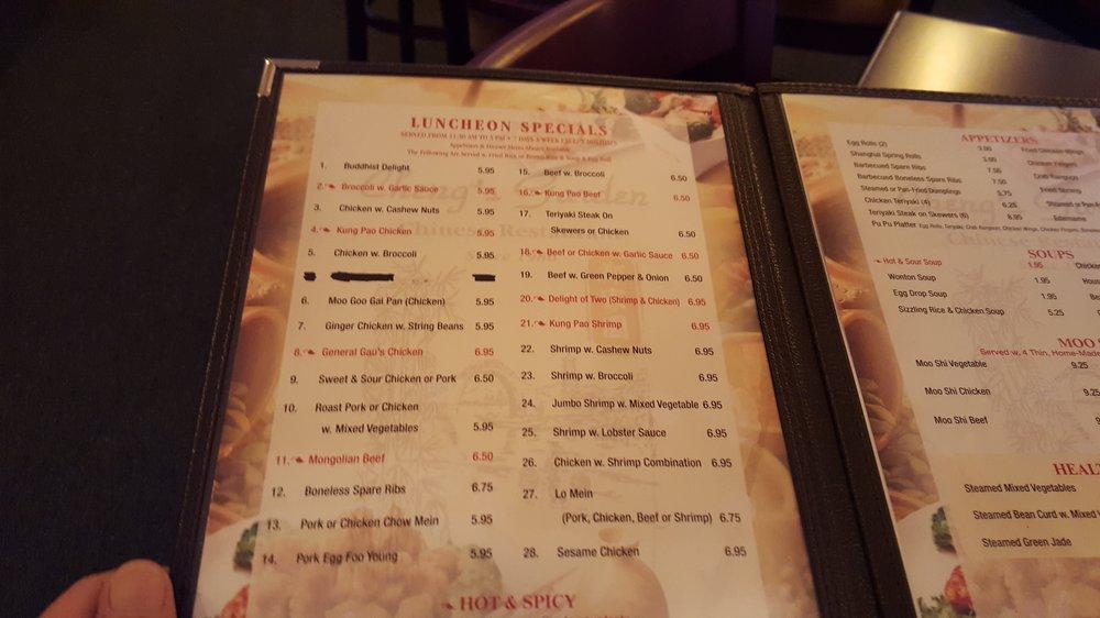 Menu at Cheng's Chinese Garden restaurant, Enfield