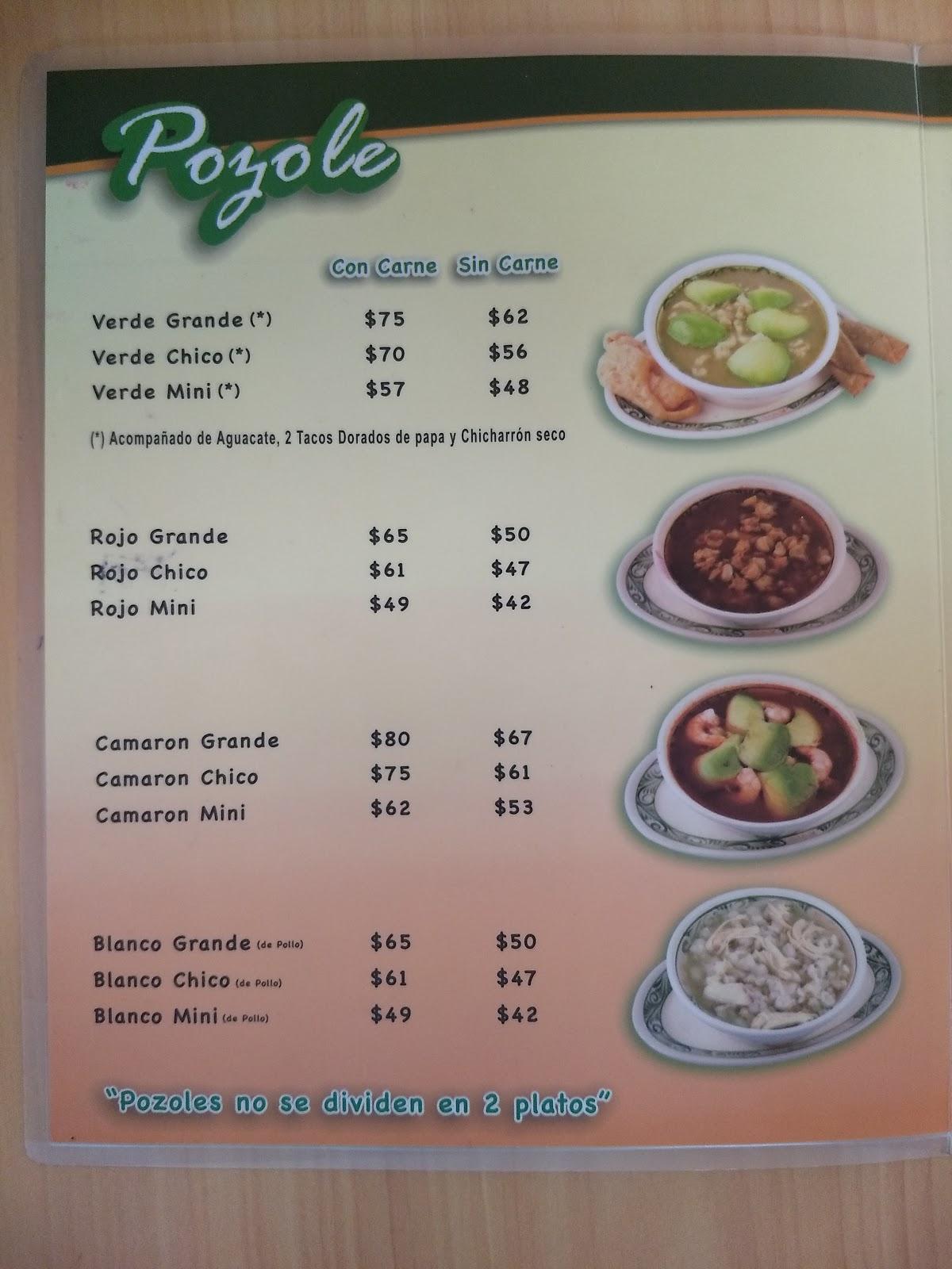 Carta del restaurante Rute El Castillo del Pozole, Zapopan