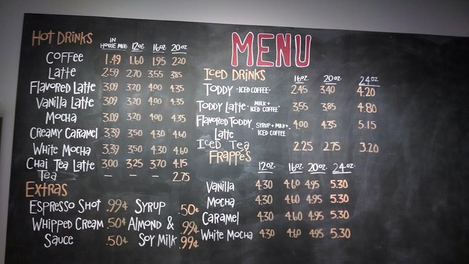 Menu at The Commons Coffee Shop, Lincoln