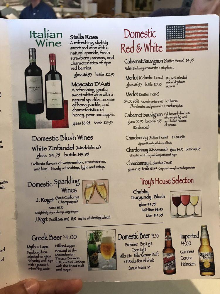 Menu at Troy's Greek Restaurant, San Diego