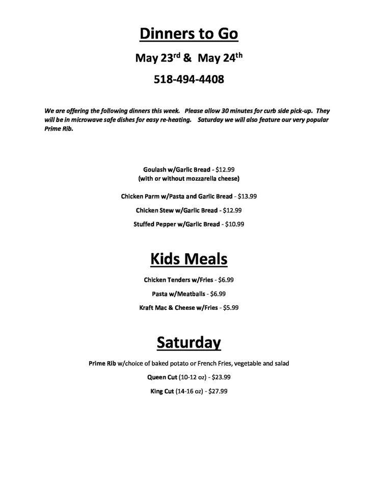 Menu at Adirondack General Store restaurant, Adirondack