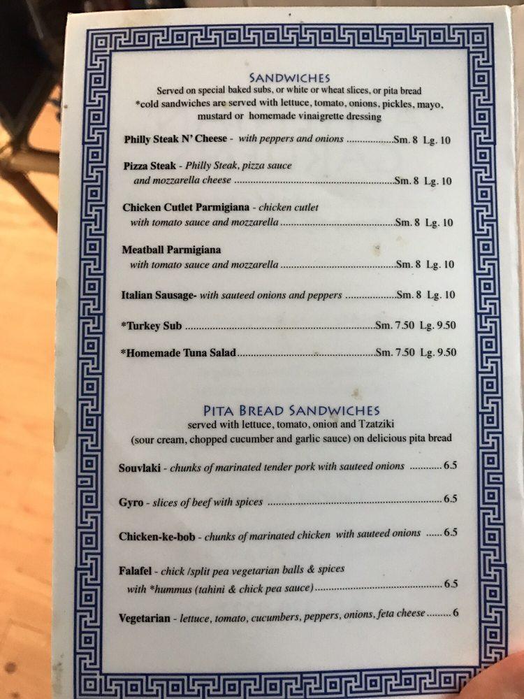 Menu at Athenian Gardens restaurant, Beaufort