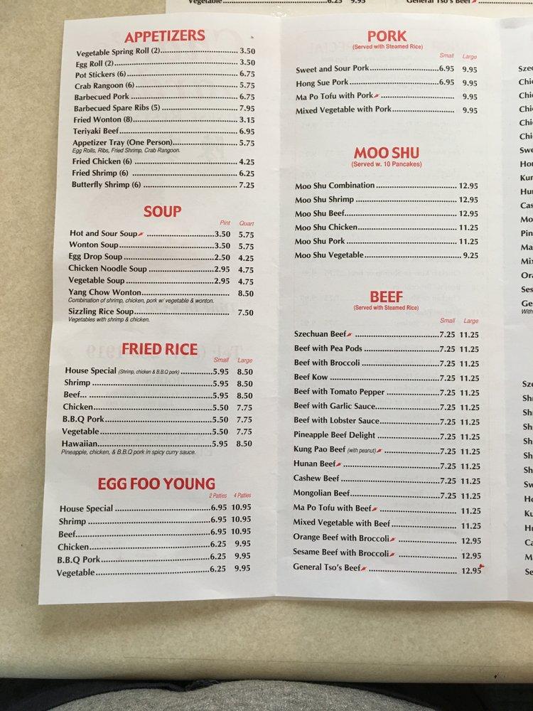 Menu at Chan’s Garden Chinese Restaurant, Elgin