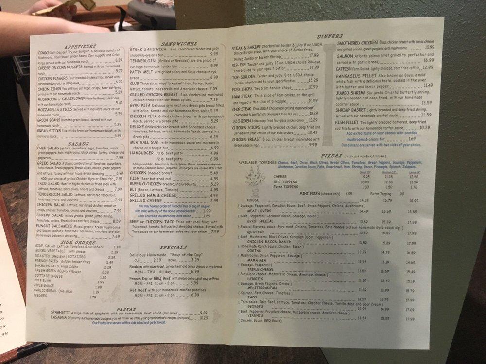 Menu at Costas Pizza & Steakhouse, Mount Pleasant