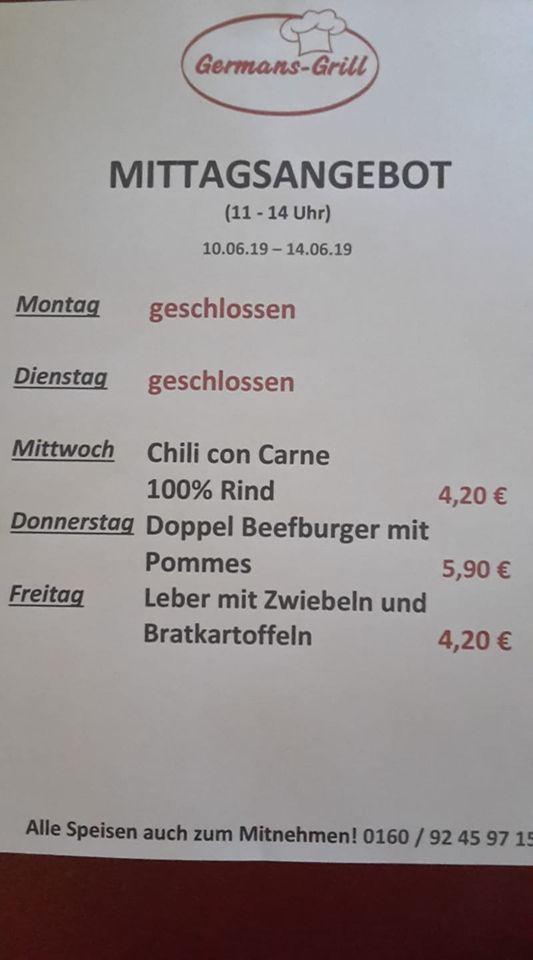 Menu at German Grill, Niedergörsdorf