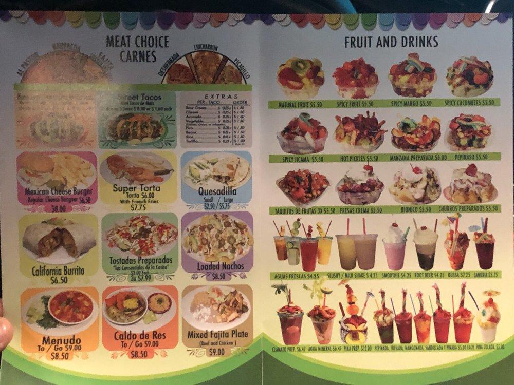 Menu at La Casita Taqueria & Refresqueria restaurant, Crosby