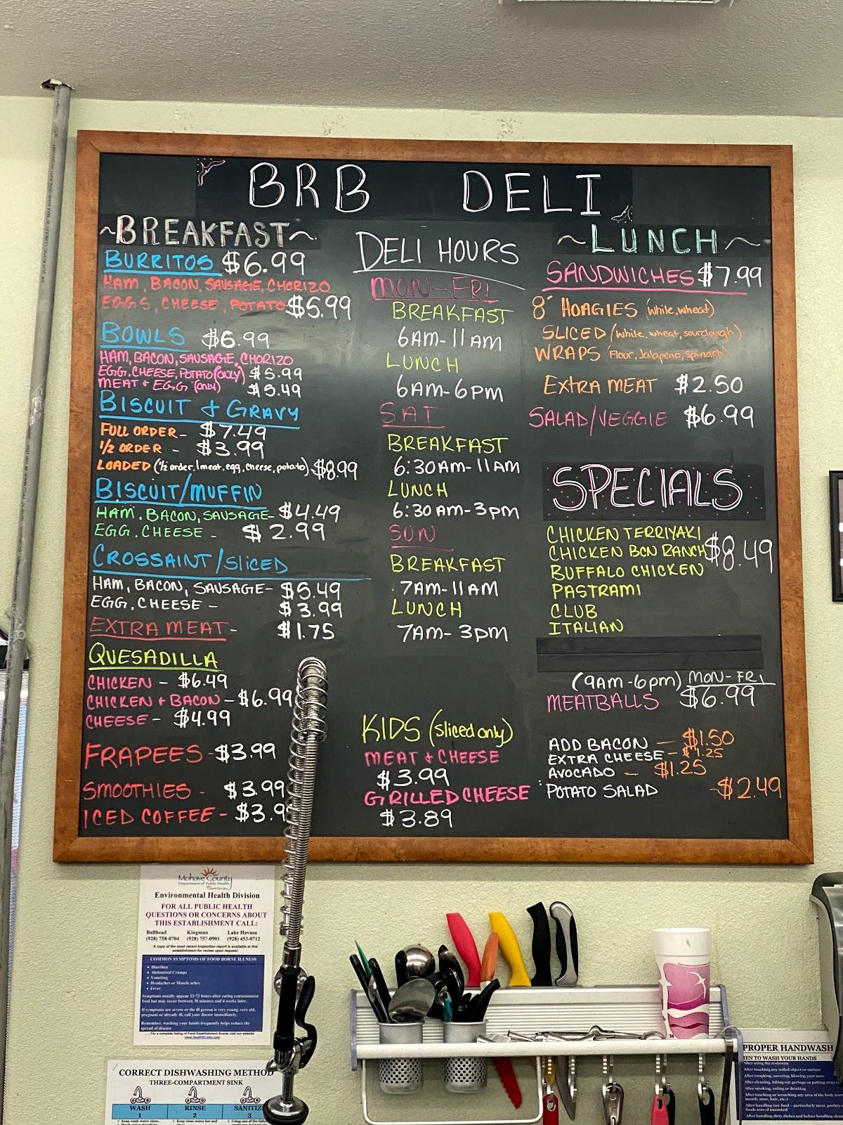 Menu at BRB Market, Lake Havasu City