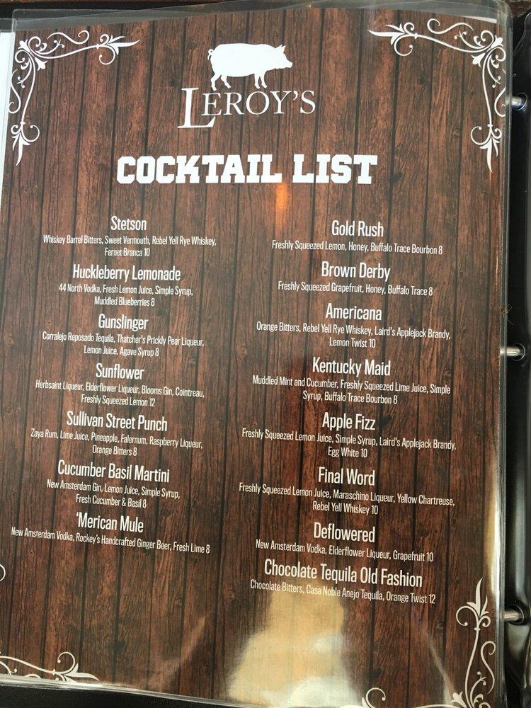 Menu at Leroy's Southern Kitchen & Bar, Punta Gorda