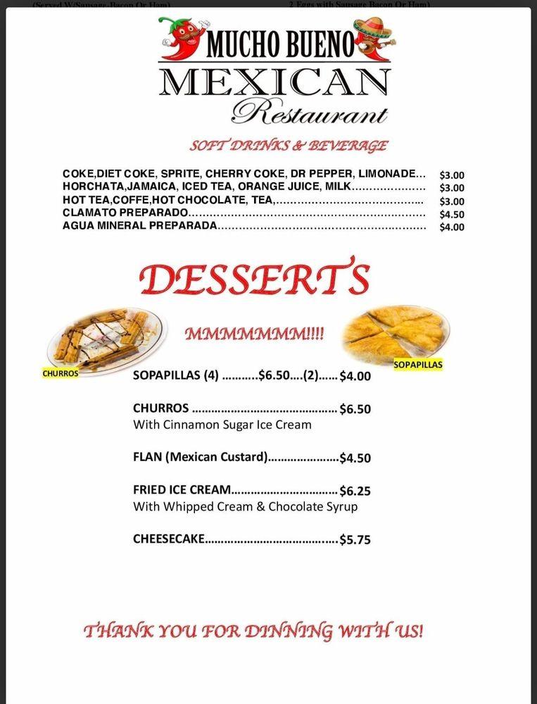 Menu at Mucho Bueno Mexican Restaurant, Thornton
