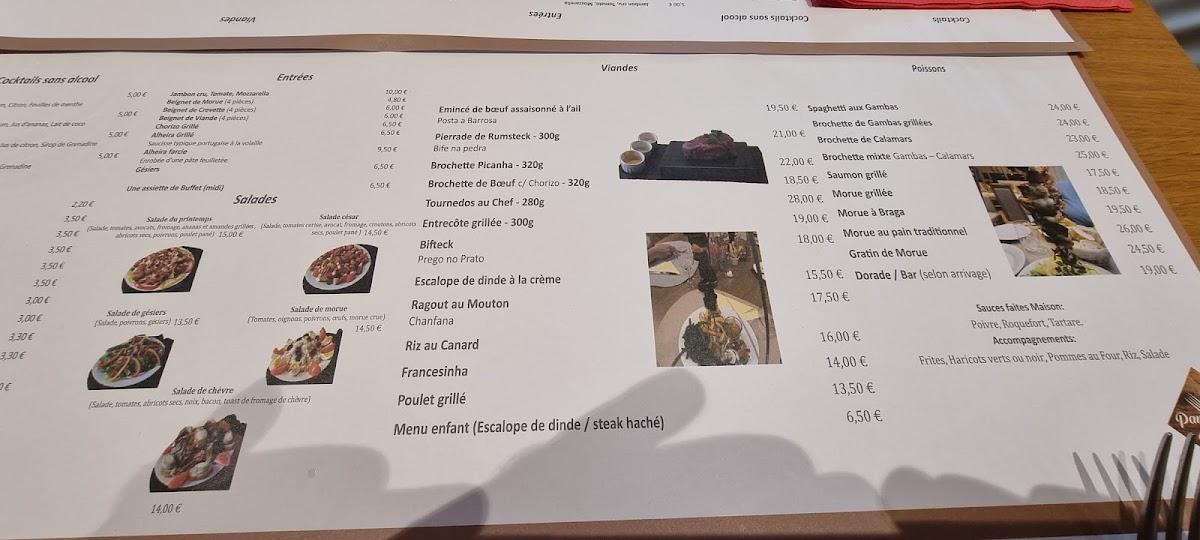 Menu at Paulo & Marie Restaurant, Fleury-les-Aubrais