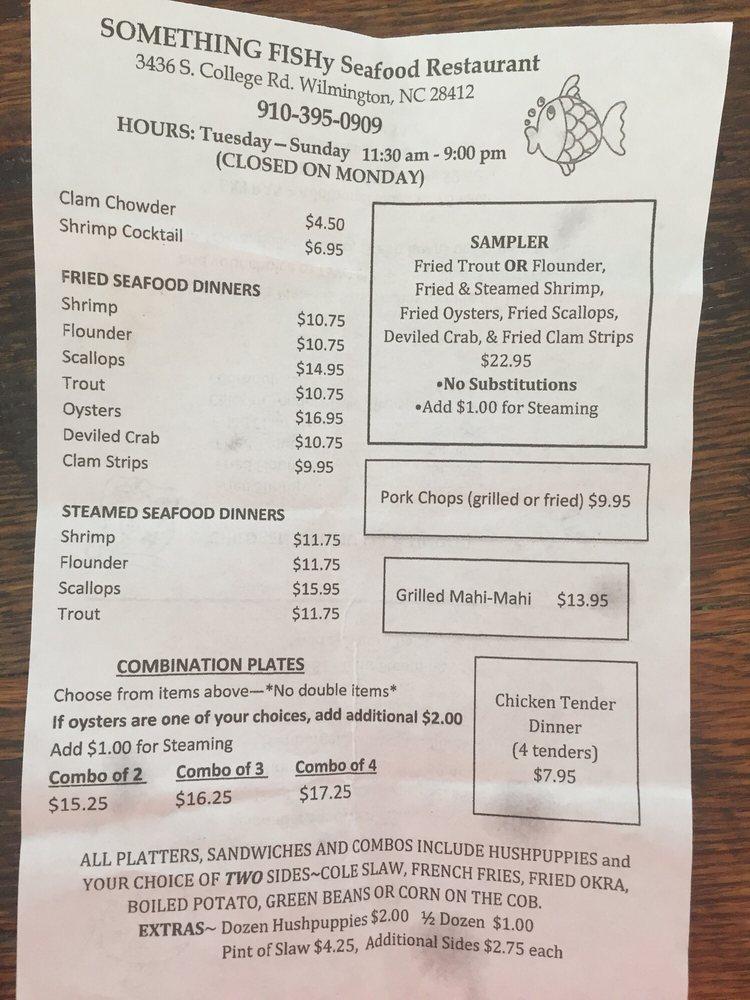 Menu at Something Fishy Seafood restaurant, Wilmington