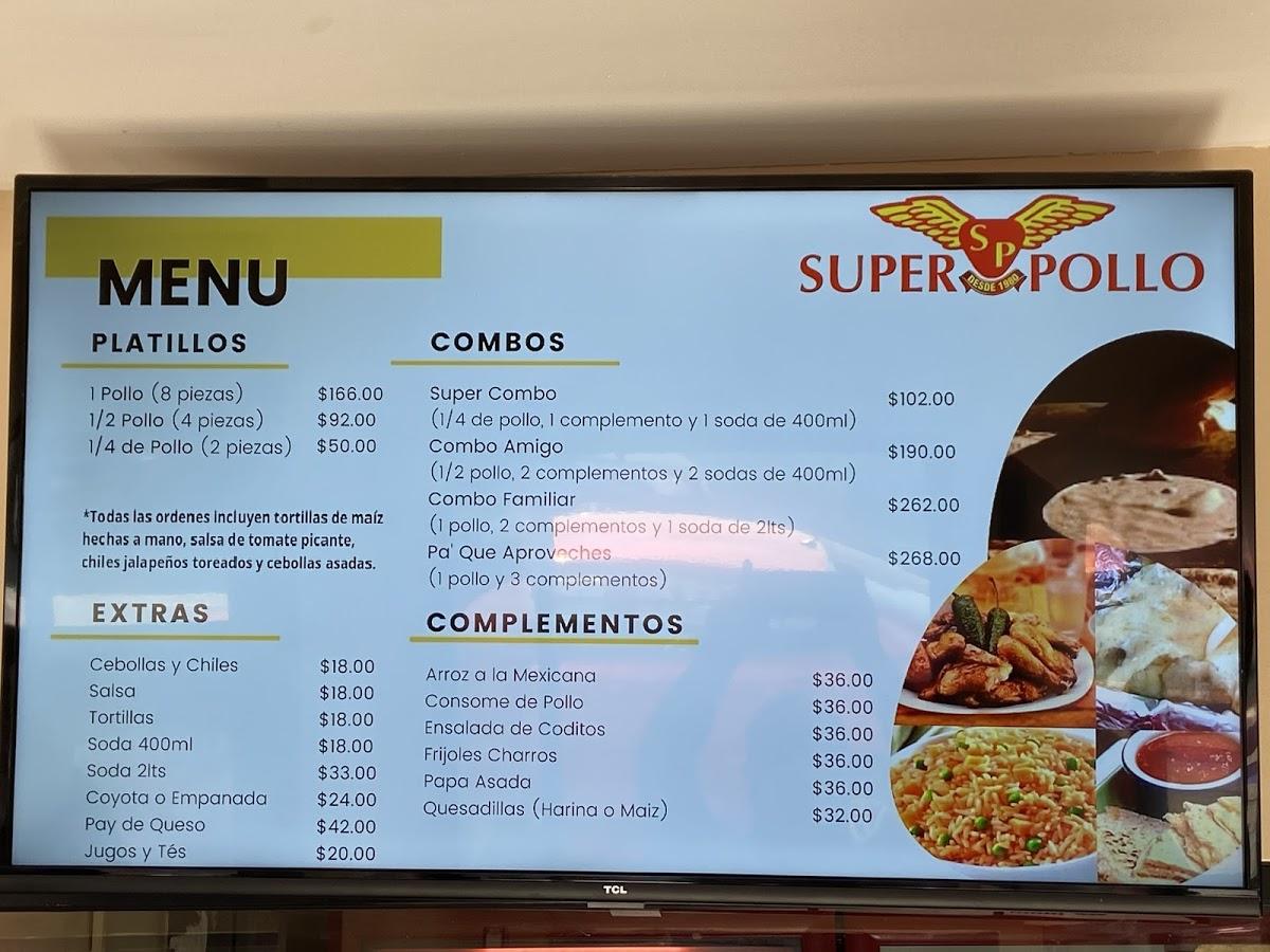 Menu at Super Pollo restaurant, Tijuana, C. Romano 13694