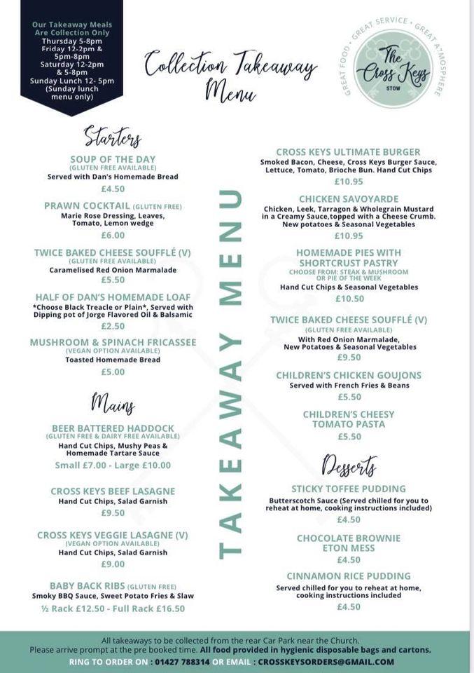 Menu at The Cross Keys Stow Gastro Pub, Restaurant & Tearoom, Sturton ...