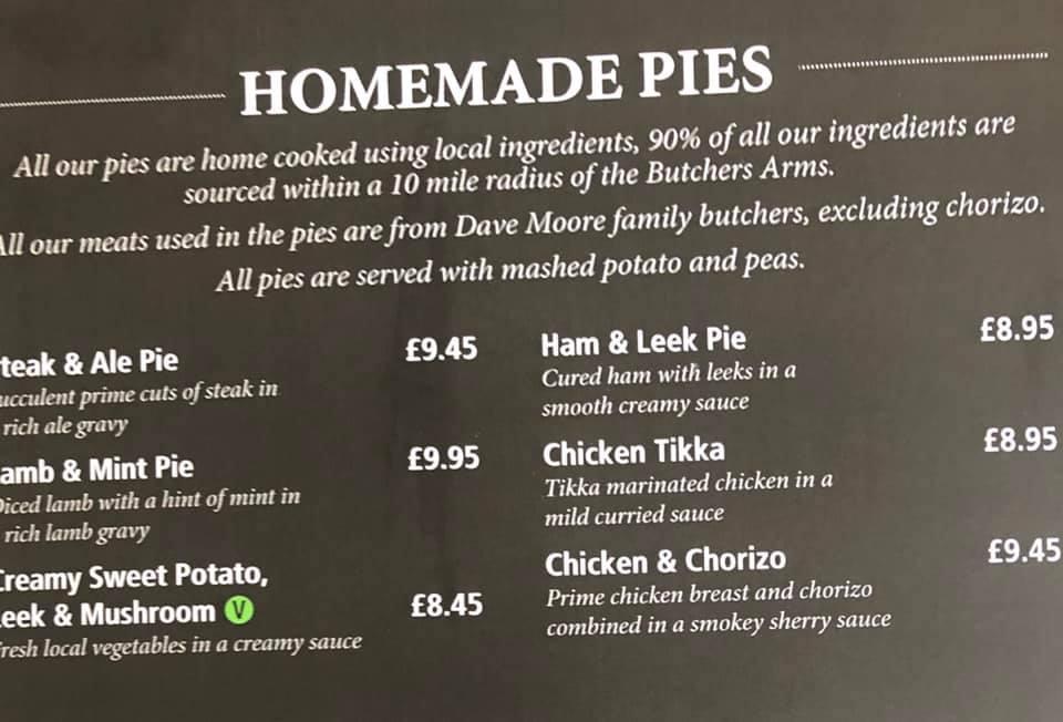 Menu at The Butchers Arms pub & bar, Chipping Campden