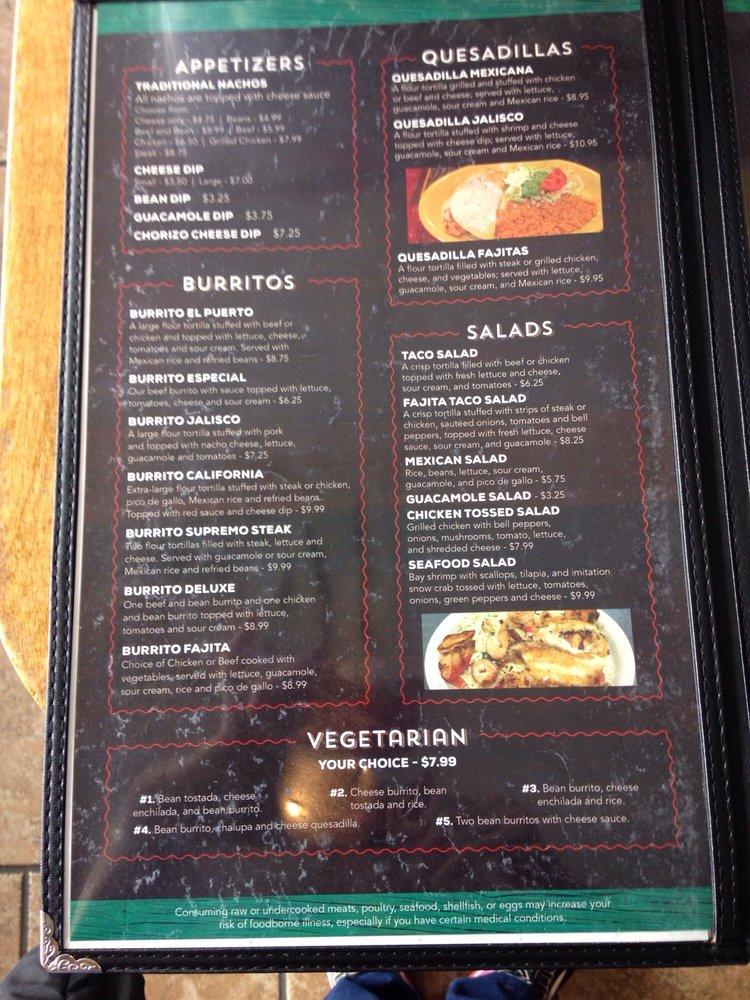 Menu at El Puerto Mexican Restaurant, Pleasant Hill