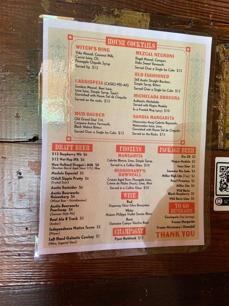 Menu at High Noon pub & bar, Austin