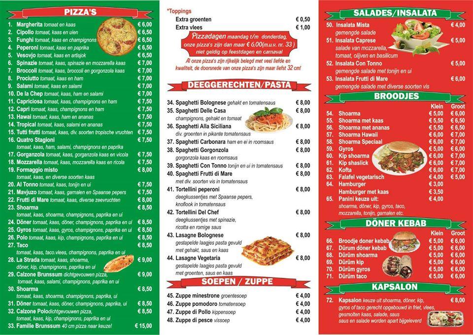Menu at La Strada Pizzeria & Grillroom, Brunssum