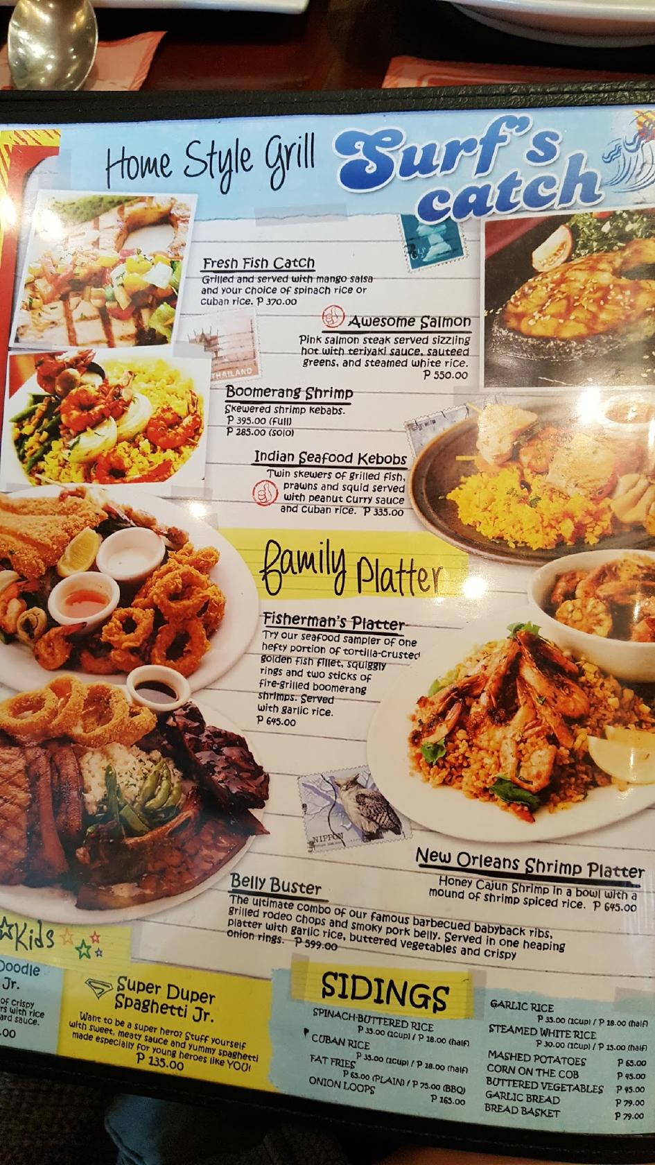 Menu at Bigby's Cafe, Cebu City, ayala center cebu