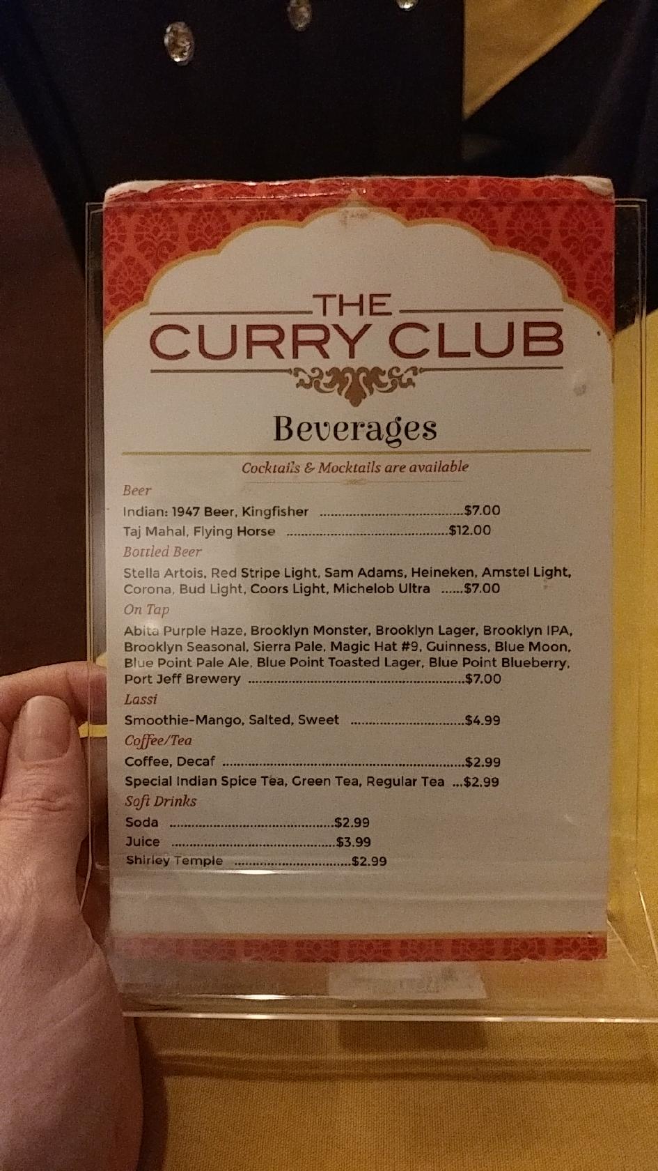 Menu at Curry Club at SaGhar, Port Jefferson, 111 W Broadway
