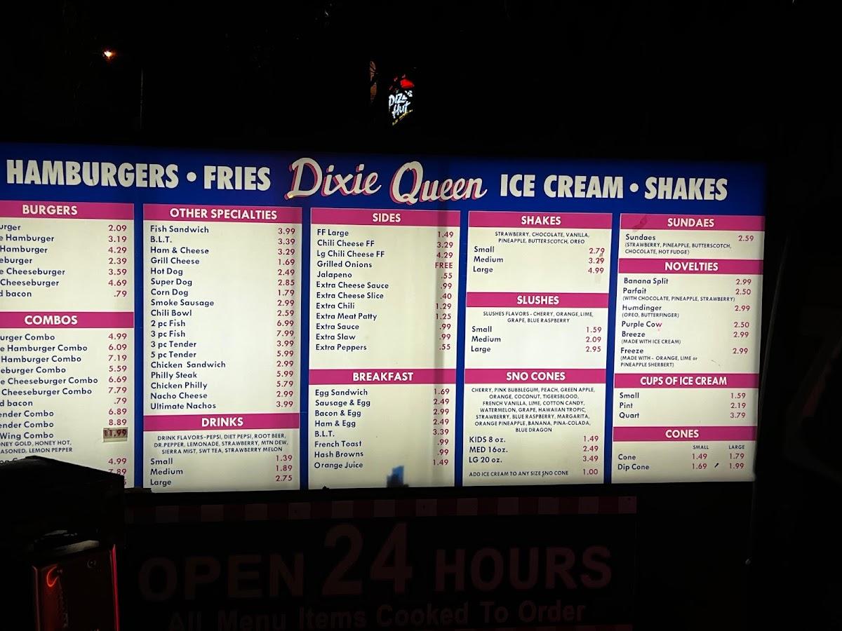 Menu at Dixie Queen restaurant, West Memphis
