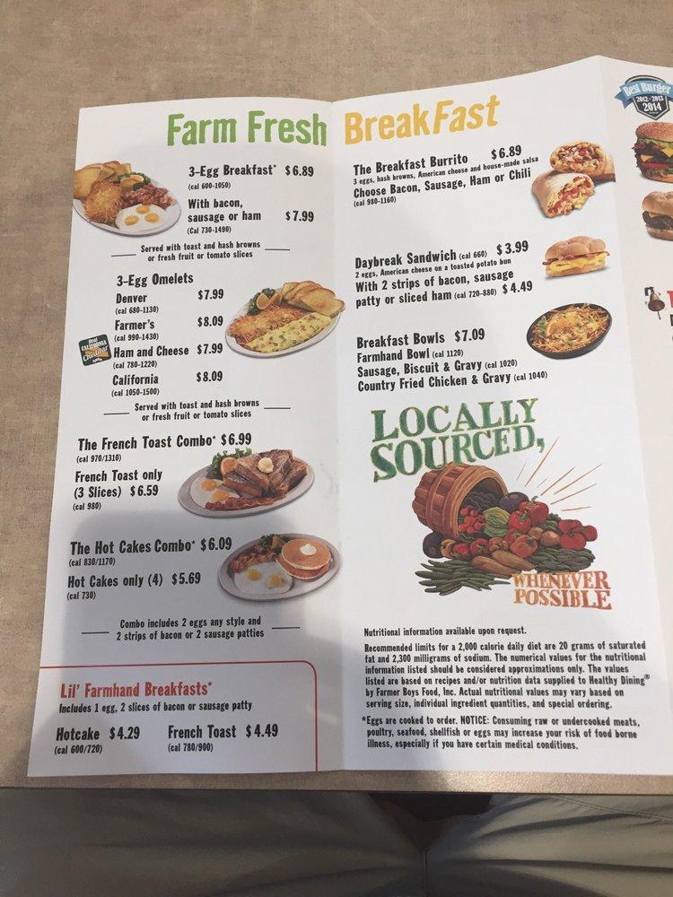 Menu at Farmer Boys restaurant, Henderson, 85 N Stephanie St