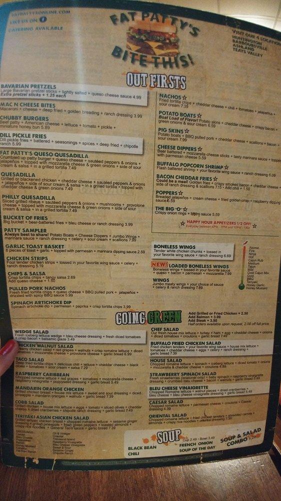 Menu at Fat Patty's Huntington pub & bar, Huntington