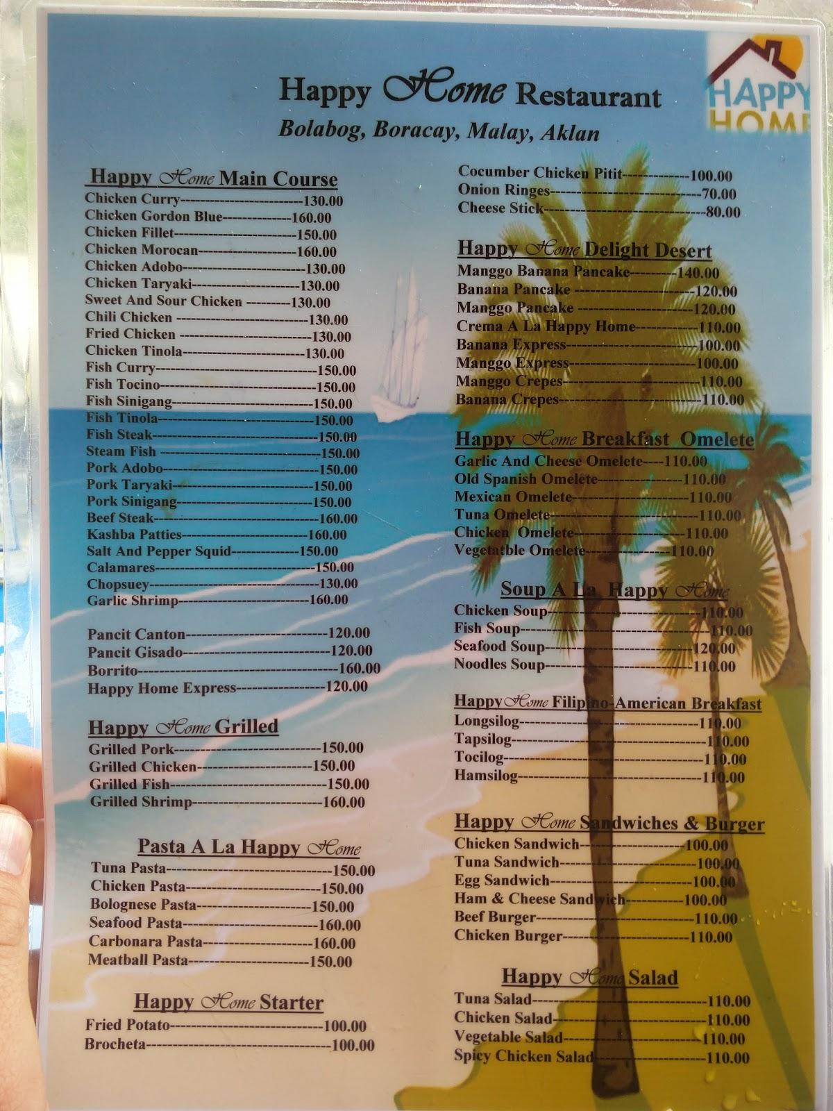 Menu at Happy Home cafe, Malay, XW7H+6P9