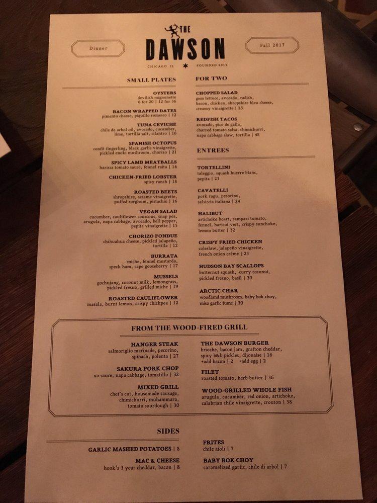 Menu at The Dawson pub & bar, Chicago