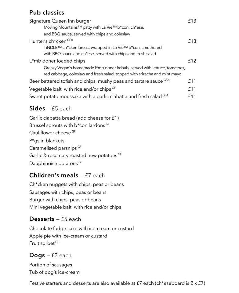 Menu at The Queen Inn pub & bar, Cwmbran