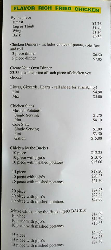 Menu at Dairy Cottage restaurant, Brookville