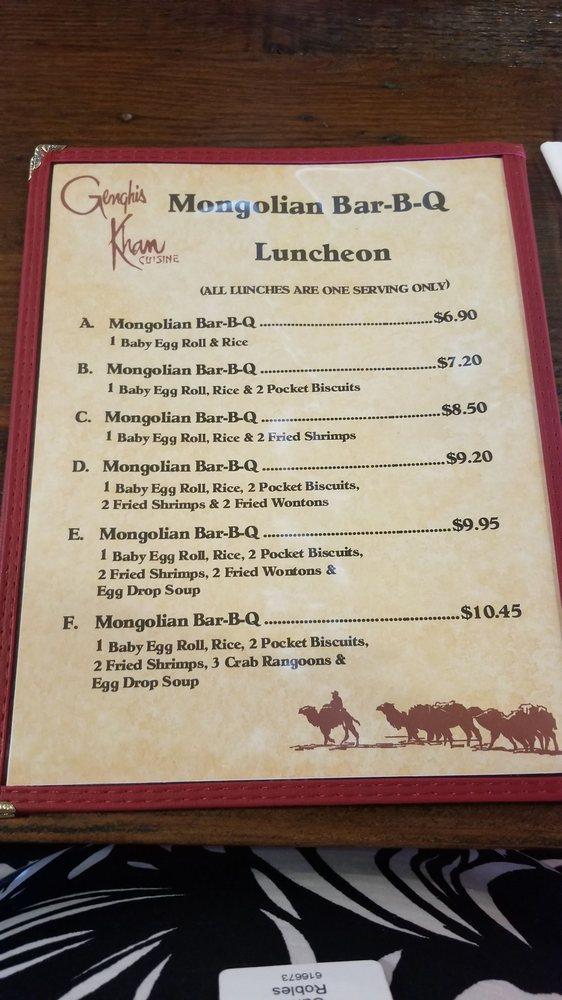 Menu at Genghis Khan Mongolian BBQ, Westminster, -A Garden Grove Blvd