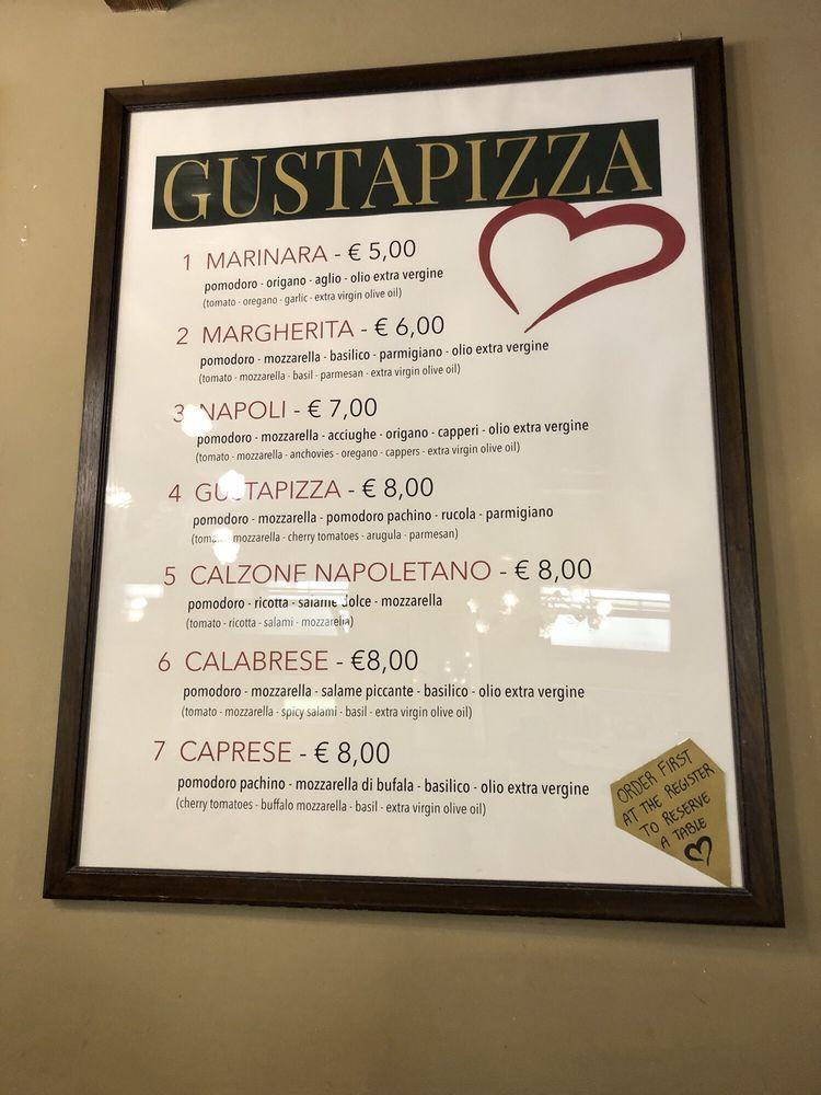 Menu da Gustapizza pizzeria, Firenze