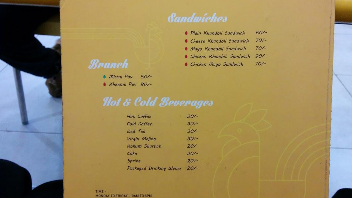 Menu at Khandoli, Nitin's Canteen, Kolhapur
