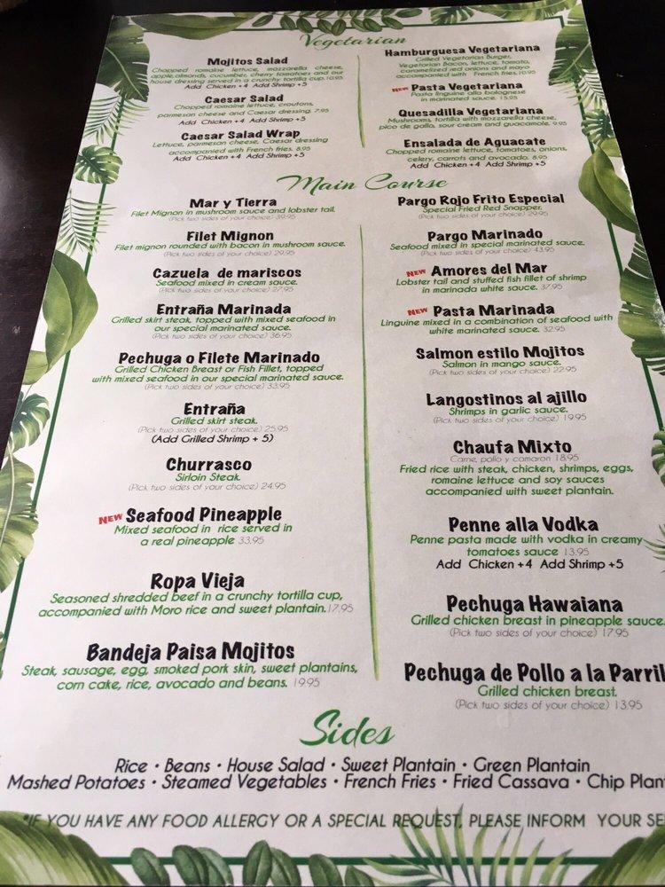 Carta del pub y bar Mojitos, Nueva York, 81-01 Northern Blvd