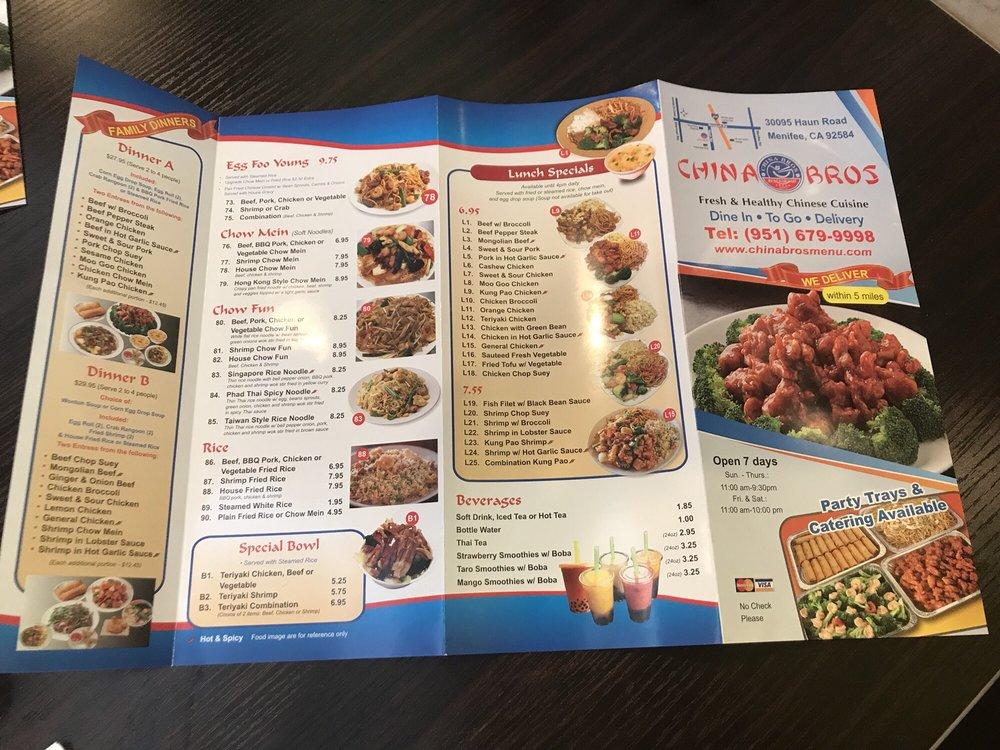 Menu at CHINA BROS restaurant, Menifee