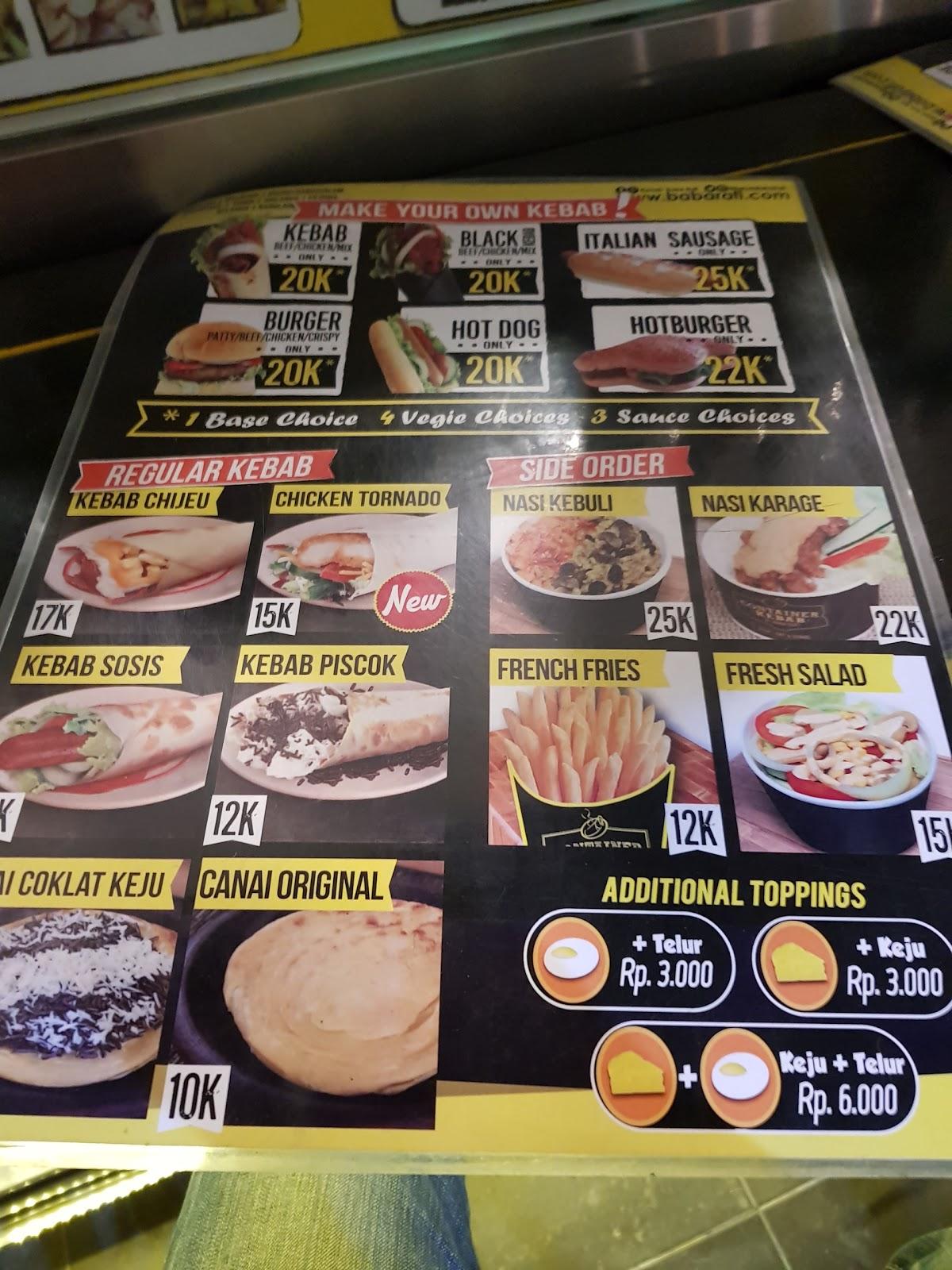 Menu at Container Kebab by Baba Rafi, Surabaya, Jl. Manyar Kertoarjo No.12