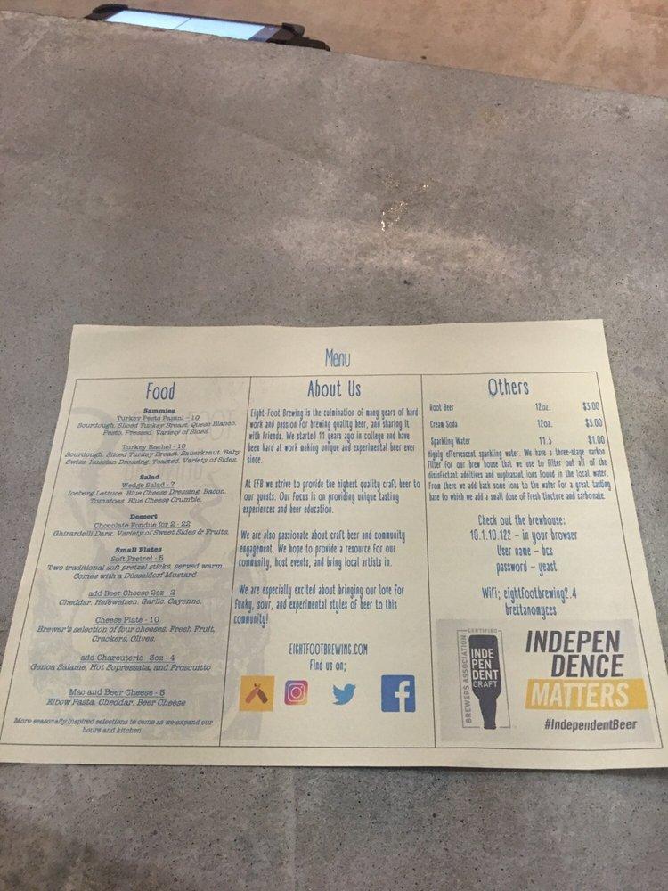 Menu at Eight-Foot Brewing, Cape Coral