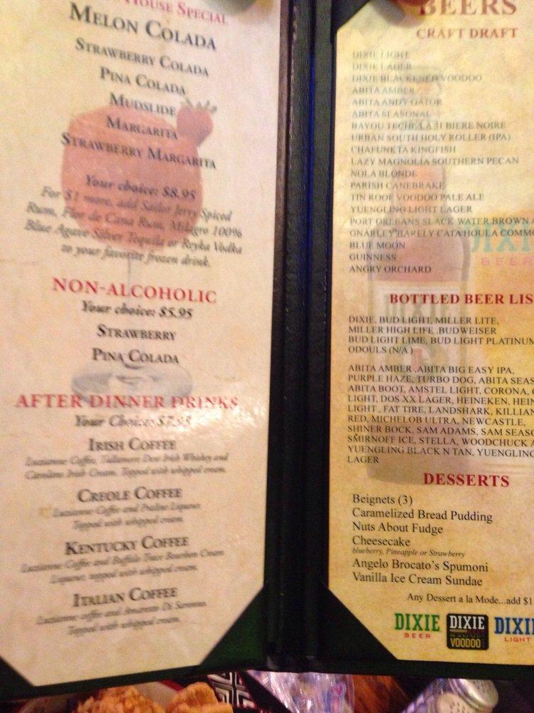 Menu at Jaeger's Seafood and Oyster House restaurant, Jefferson