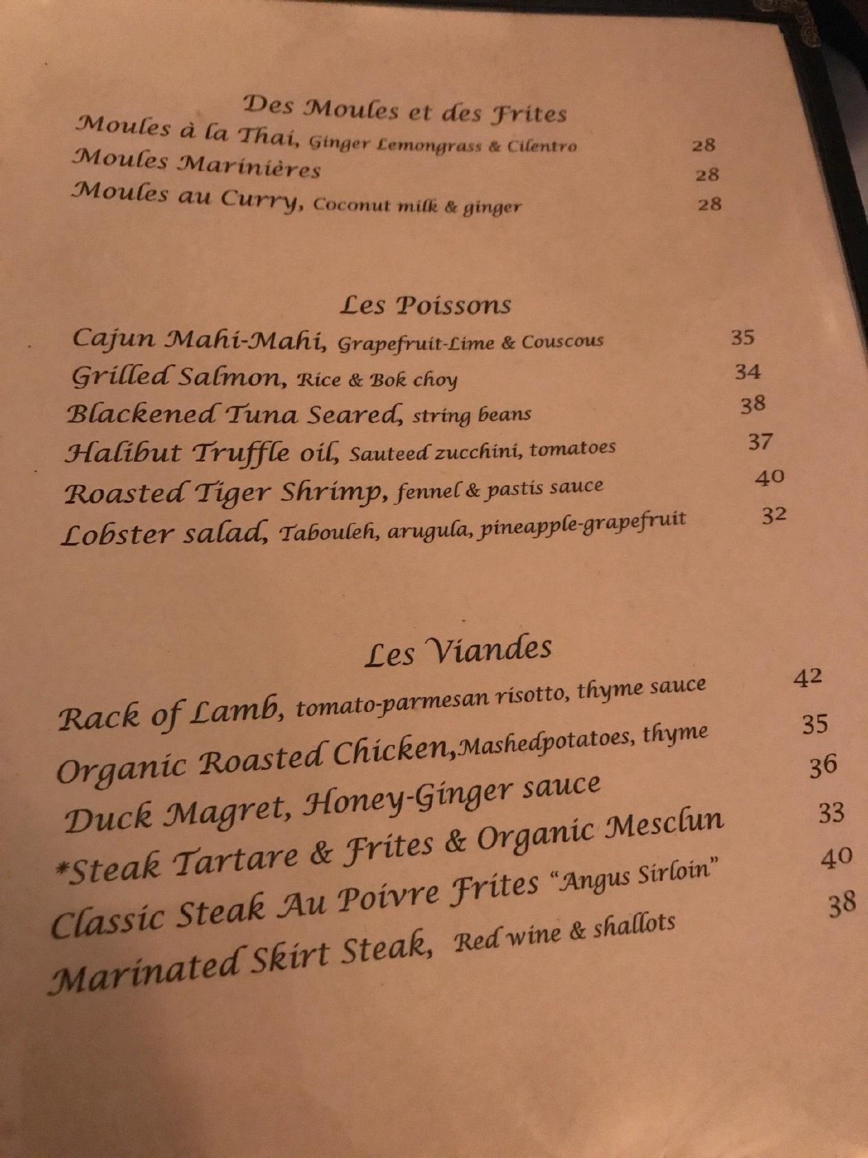 Carta del restaurante Le Charlot, West New York, 19 E 69th St